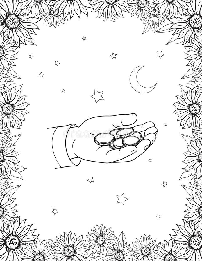 Hand Offering Charity (Sadaqah) Coloring Page. Stock Illustration ...
