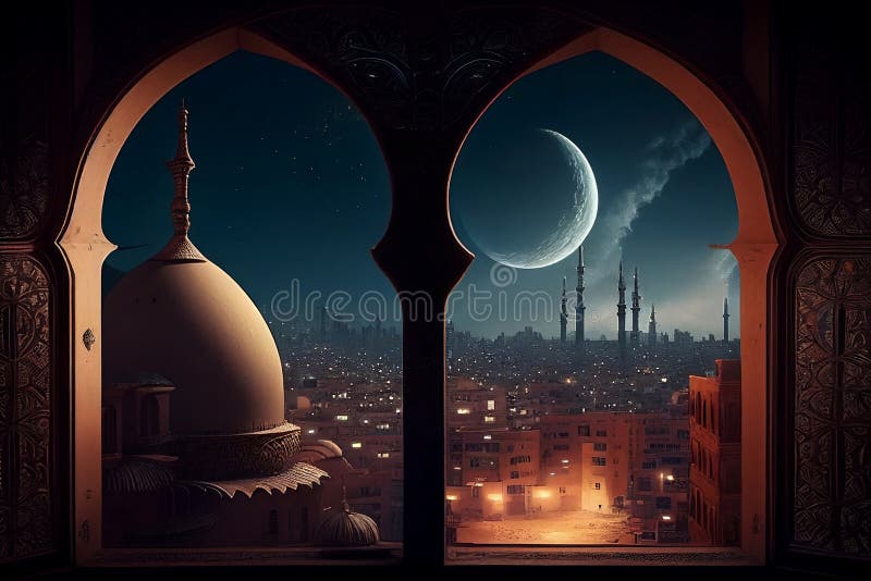 Ramadan crescent moon stock illustration. Illustration of planet ...