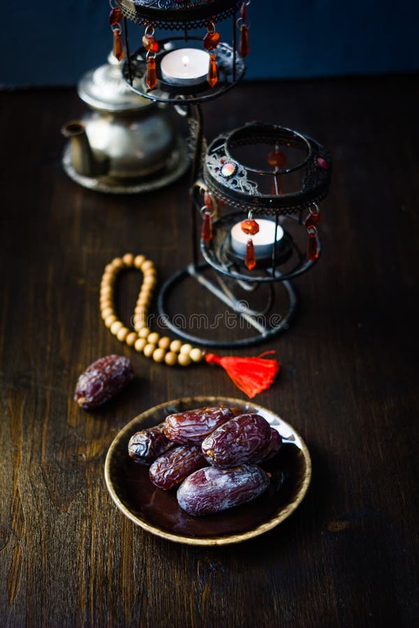 Ramadan Dates for Iftar Opening Stock Photo - Image of lantern, islam ...