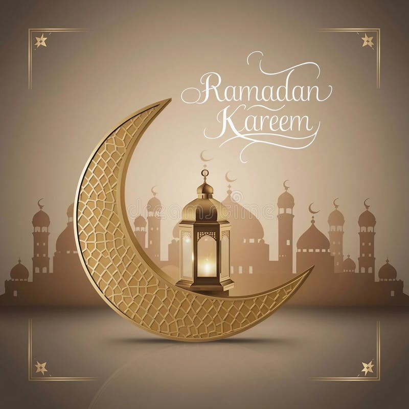 Elegant Gold and Beige Ramadan Kareem Design with Islamic Motifs Stock ...