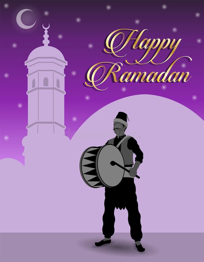Ramadan Drummer and Happy Ramadan Wishes Stock Vector - Illustration of ...