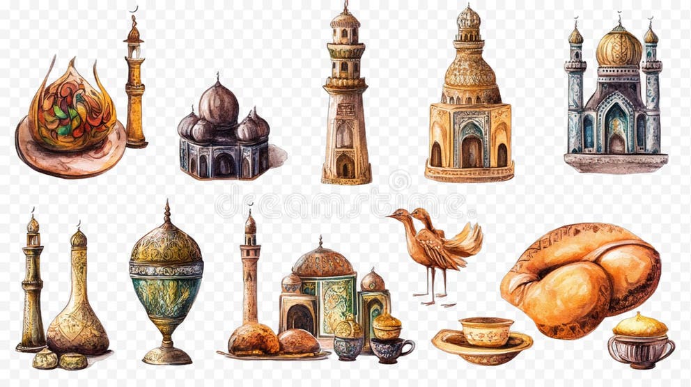 Ramadan Eid Elements Set stock image. Illustration of mosque - 341531575