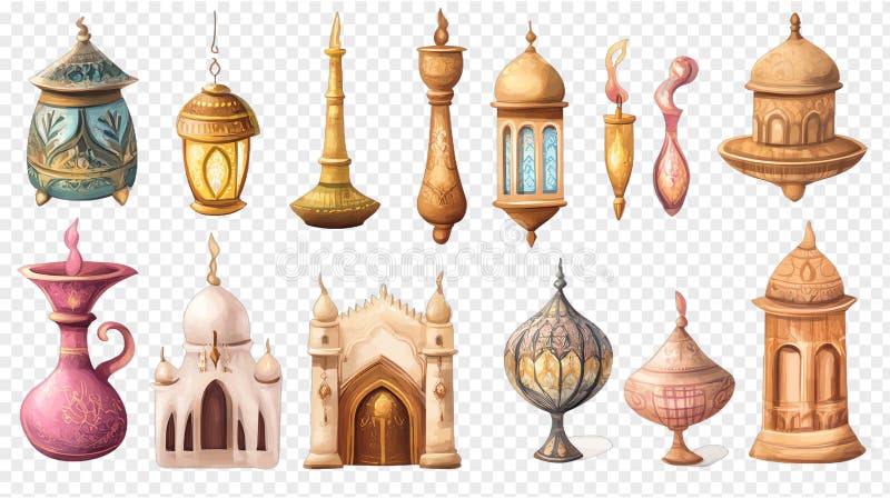 Ramadan Eid Elements Set stock image. Illustration of assortment ...