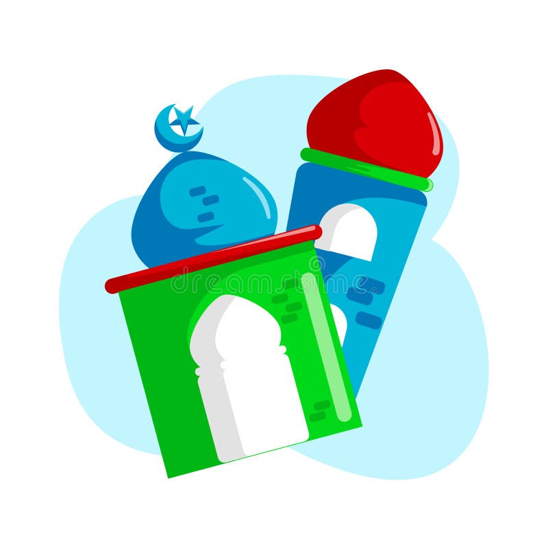 Ramadan Element Set, Mini Mosque with White Background Stock Vector ...