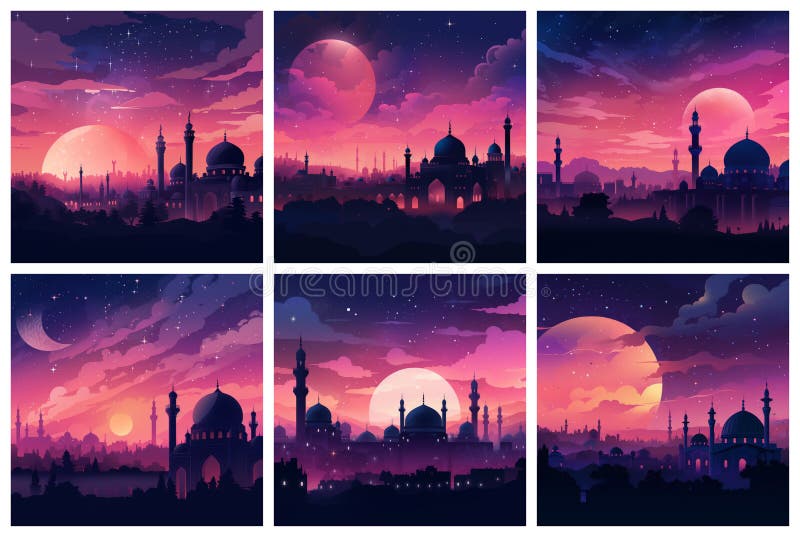 Ramadan Eve an Illuminated Mosque at Night, Possibly Celebrating ...