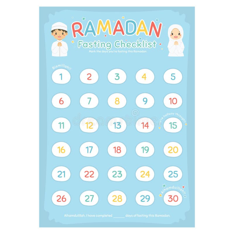 Ramadan Fasting Checklist and Tracker Poster Vector Template Stock ...