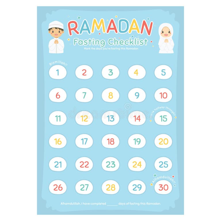 Ramadan Fasting Checklist and Tracker Poster Vector Template Stock ...