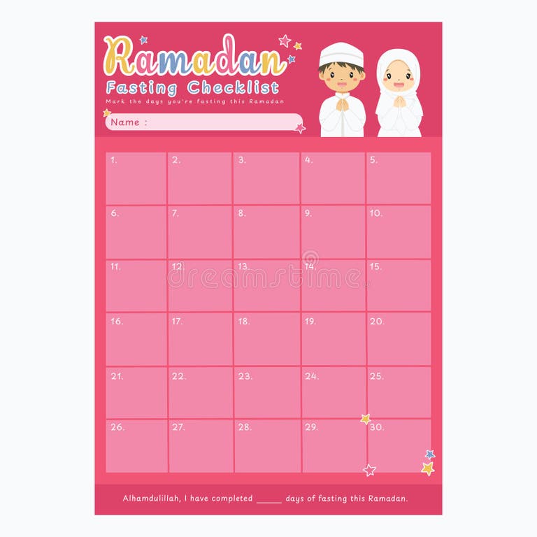 Ramadan Fasting Checklist and Tracker Poster Vector Template Stock ...