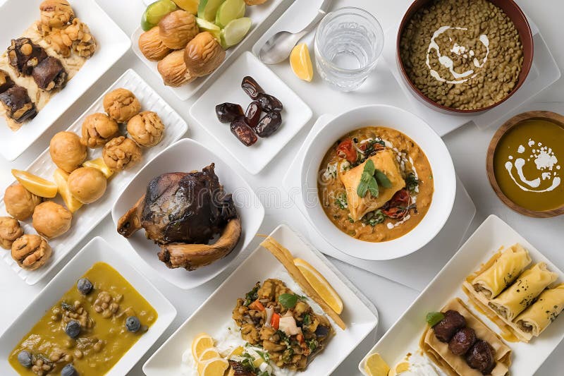 Ramadan Food Menu Template with Traditional Dishes Stock Illustration ...