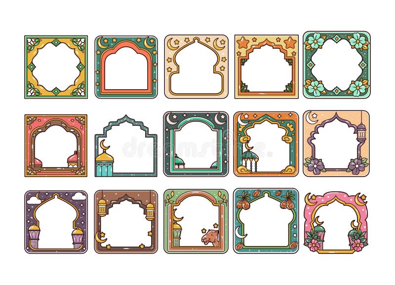 Ramadan Frame Element Vector Illustration Set Stock Vector ...