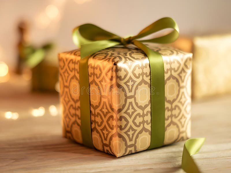 Ramadan Gift Box Wrapped in Elegant Islamic Patterns Stock Illustration ...
