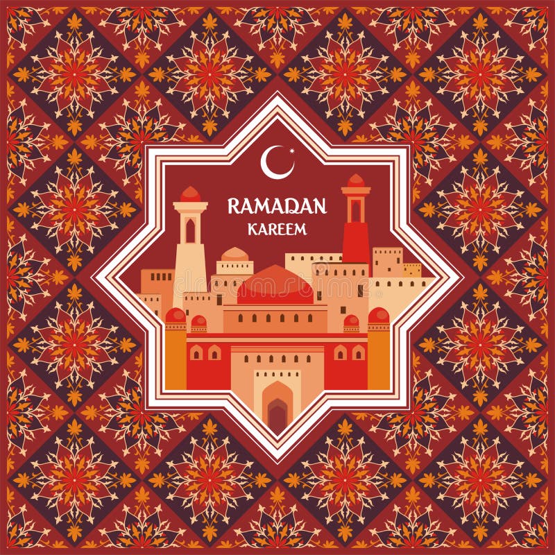 Ramadan greeting card cyan stock vector. Illustration of beautiful ...