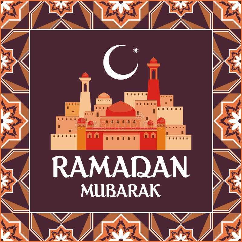 Ramadan greeting card cyan stock vector. Illustration of beautiful ...