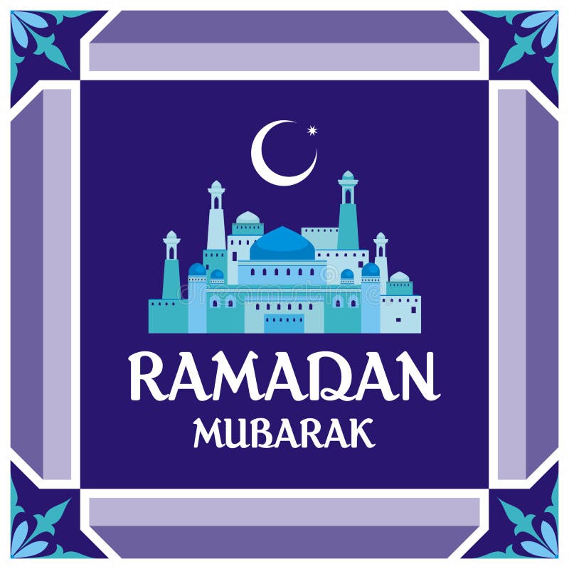 Ramadan greeting card cyan stock vector. Illustration of beautiful ...