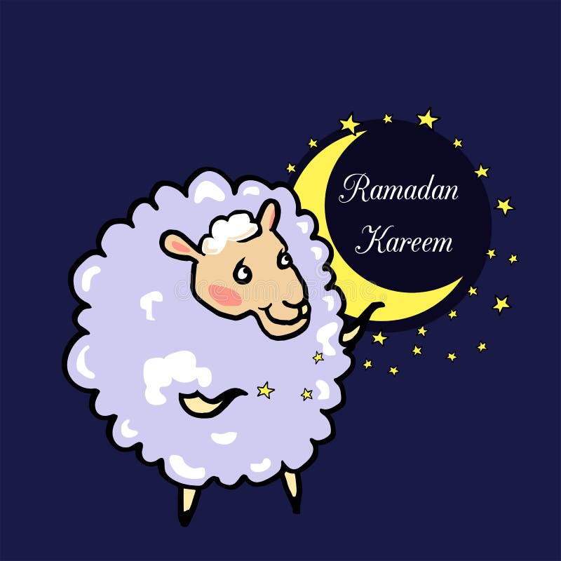 Ramadan Greeting Card with Sheep and Stars Stock Vector - Illustration ...