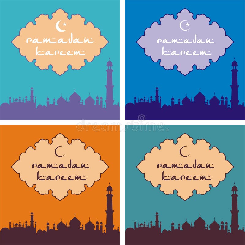 Ramadan greeting card cyan stock vector. Illustration of beautiful ...