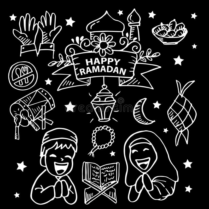 Ramadan Hand Drawing Icon Set Stock Vector - Illustration of design ...