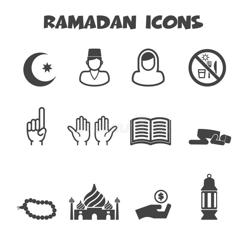 Ramadan icons stock vector. Illustration of hand, black - 38741446