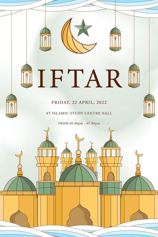 Ramadan Iftar Banner Poster Template Hand Drawn Stock Vector ...