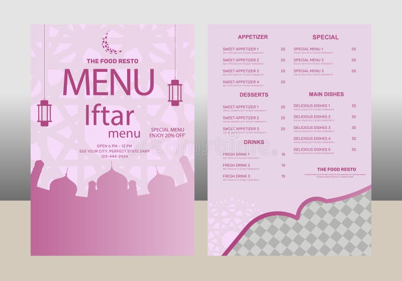 Ramadan Iftar Restaurant Menu Design Stock Vector - Illustration of ...