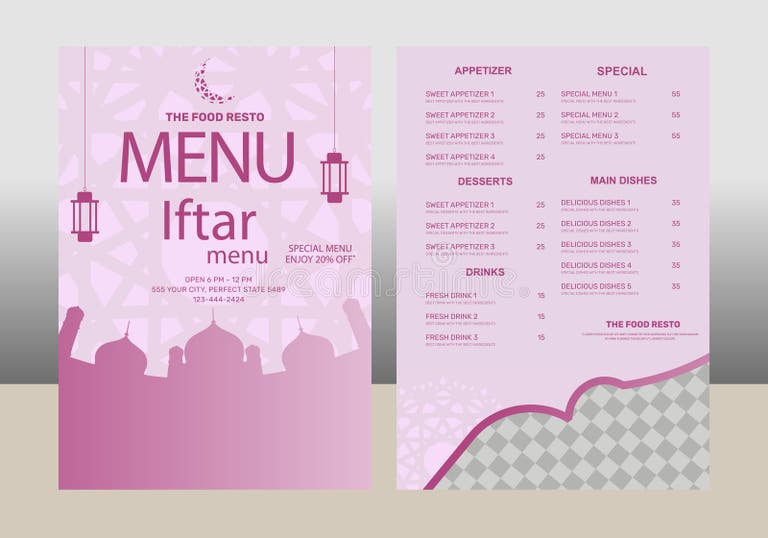 Ramadan Iftar Restaurant Menu Design Stock Vector - Illustration of ...