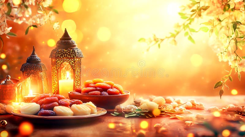Ramadan Iftars Marks the End of Fasting. Table with Dates, Oriental ...