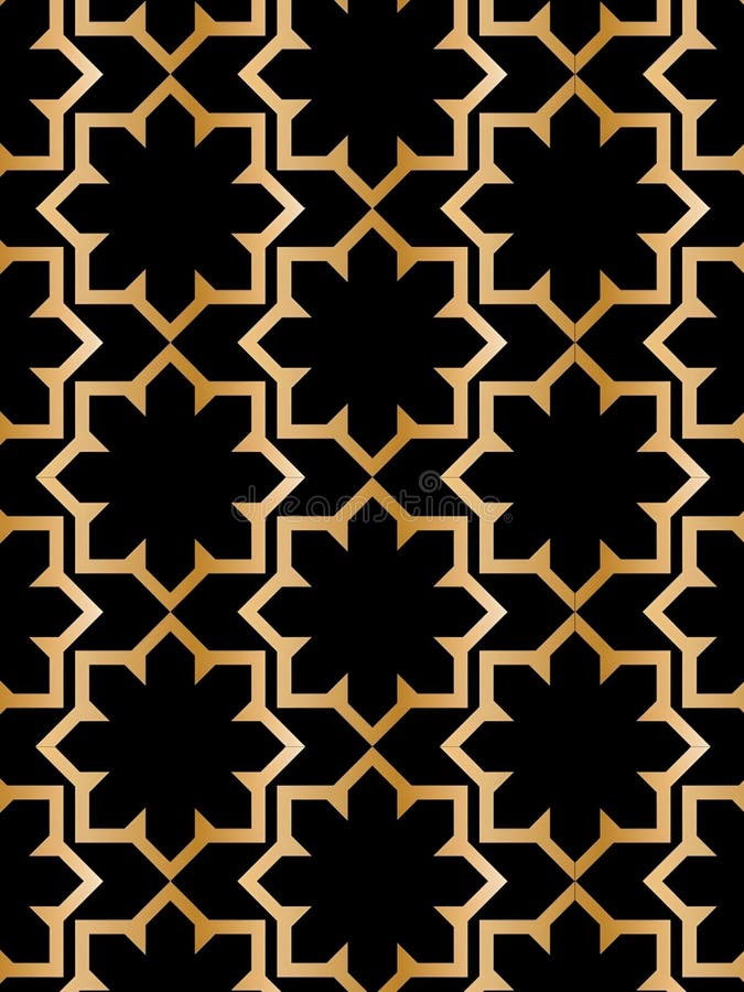 Ramadan Kareem Background with Gold Islamic Pattern on Black. Stock ...