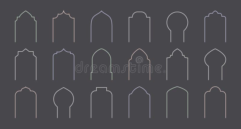 Ramadan Kareem and Eid Mubarak Islamic Arch, Window, Door, Gate. Thin ...