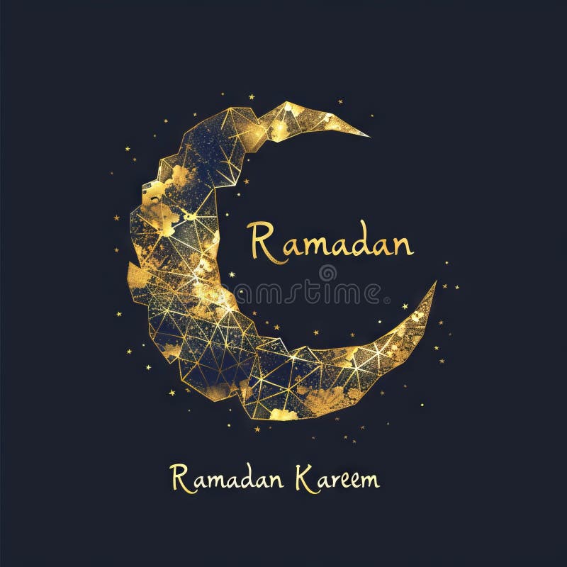 Ramadan Kareem Greeting Card with Golden Crescent and Star Stock Image ...