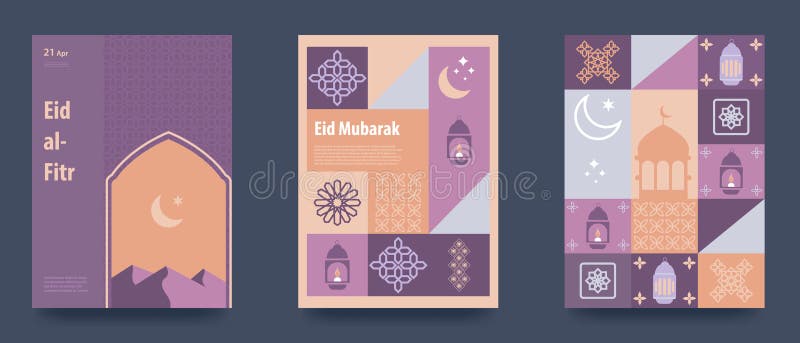 Ramadan Kareem. Ramadan Greeting Card Template Set. Traditional ...