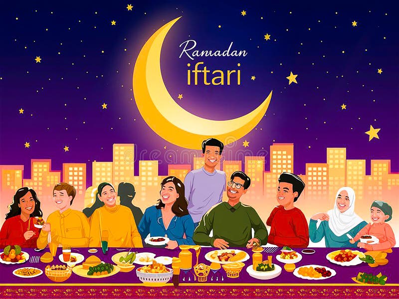 Ramadan Kareem Iftari with Lantern and Crescent Moon Ai Generated Stock ...