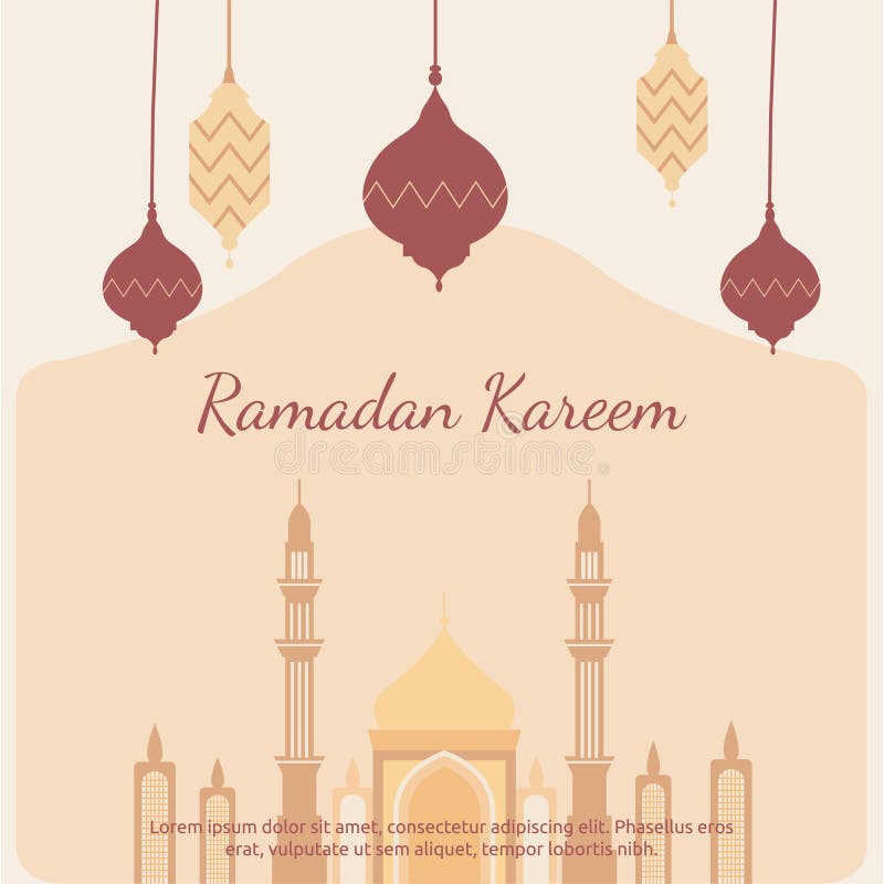Ramadan Kareem Islamic Greeting Card Background with Mosque Lantern ...