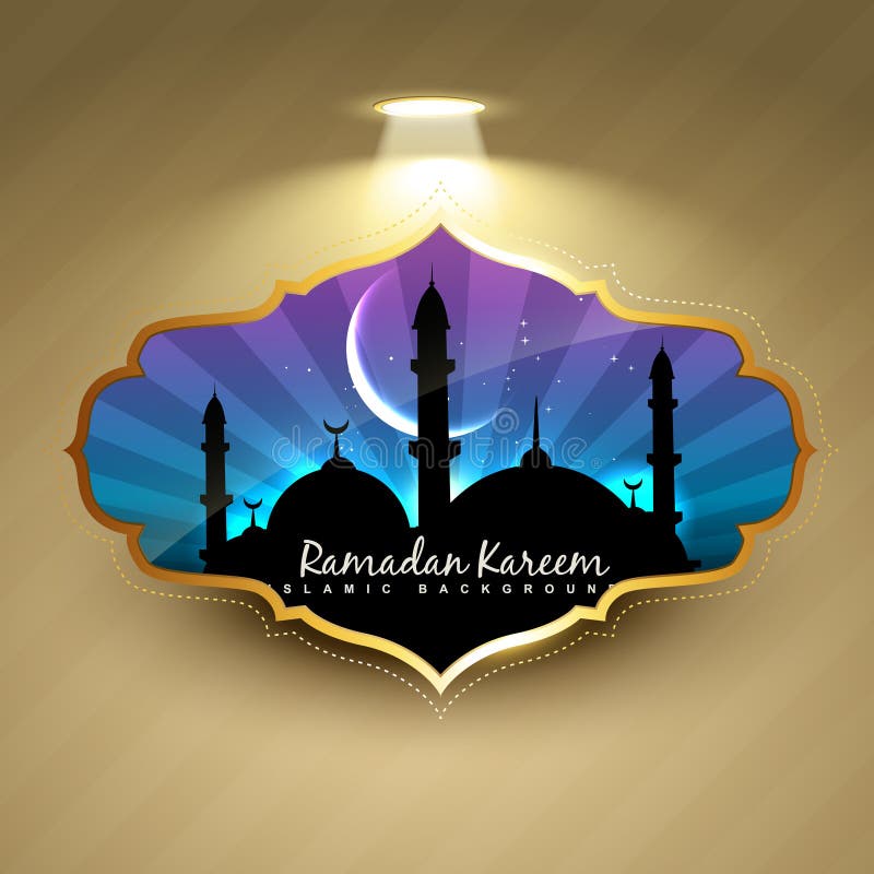 Ramadan Kareem Holiday Greeting Card Design. Symbols of Ramadan Mubarak ...