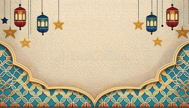Ramadan Kareem Lanterns and Crescent Moon Decoration Backgrounds Stock ...