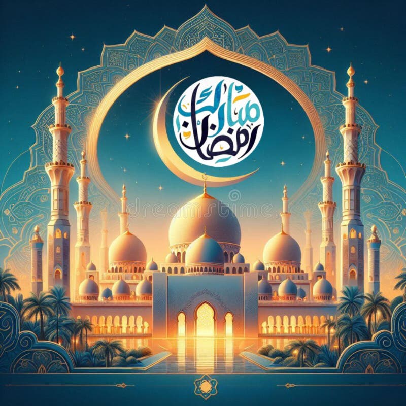 Ramadan Kareem, Mosque, Night Sky Stock Photo - Image of ramadan ...