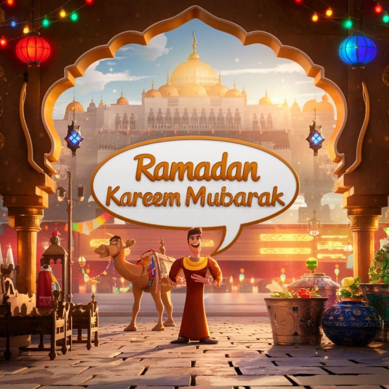 Ramadan Kareem Mubarak Cartoon 3d Stock Illustration - Illustration of ...