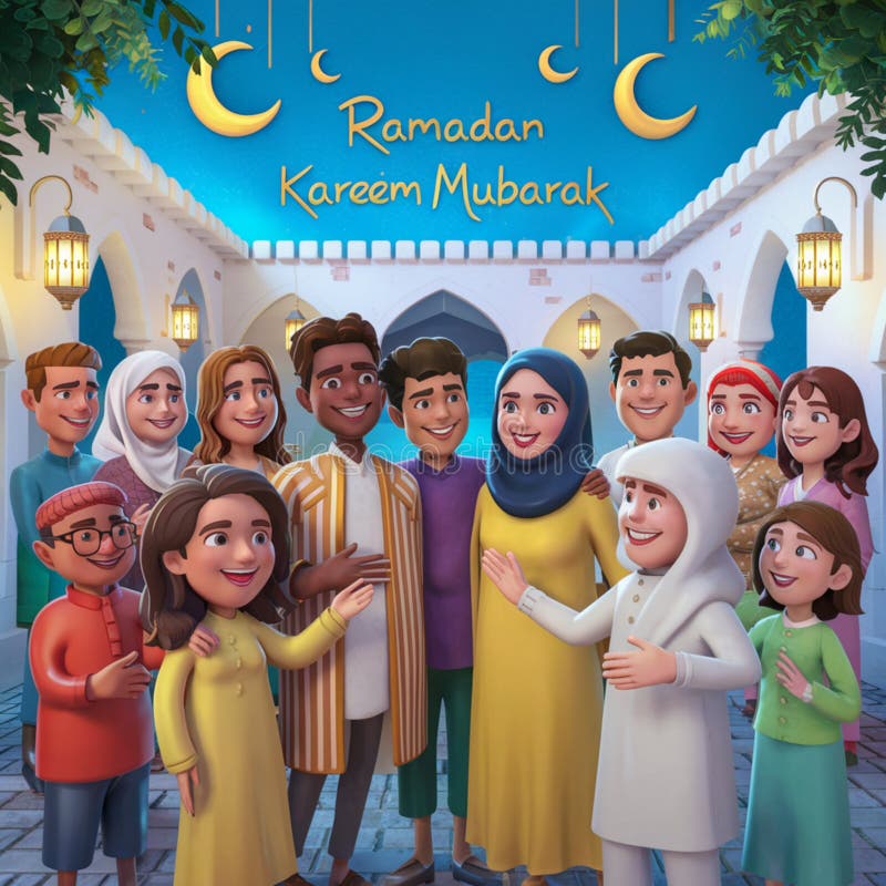 Ramadan Kareem Mubarak Cartoon 3d Stock Illustration - Illustration of ...