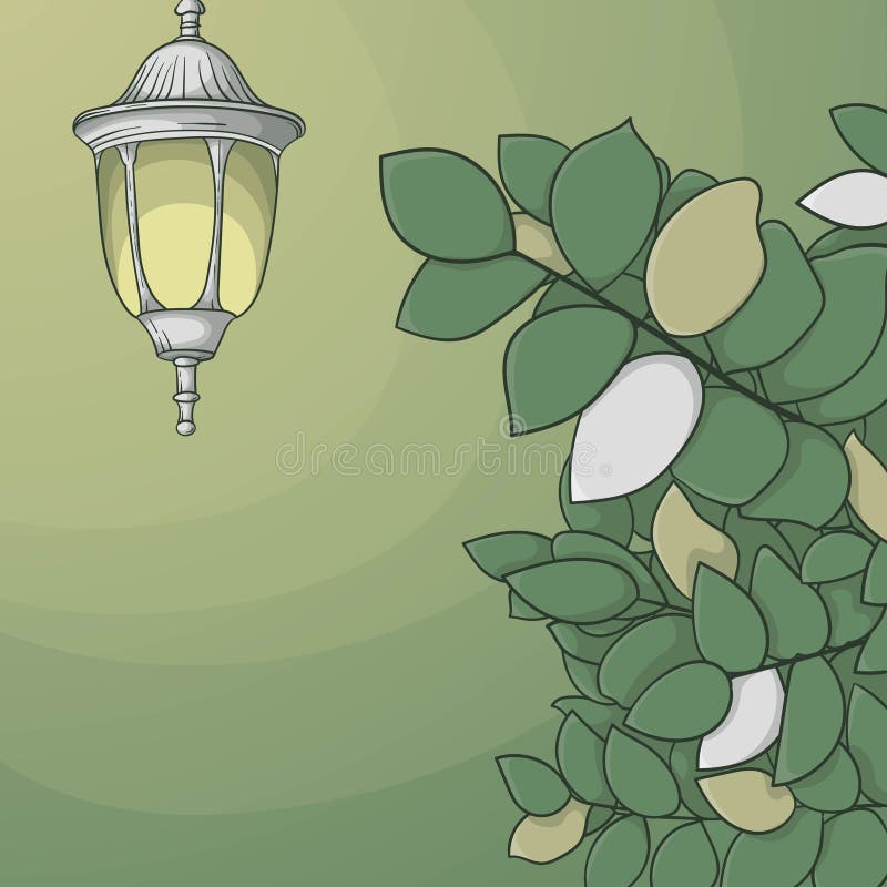 Green Ramadan Kareem Background Template Design with Lantern and Leaves ...