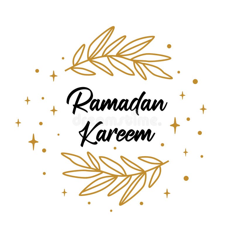 Ramadan Kareem Text into Stras and Branch Graphic Element. Isolated Islamic Logo. Celestial ...