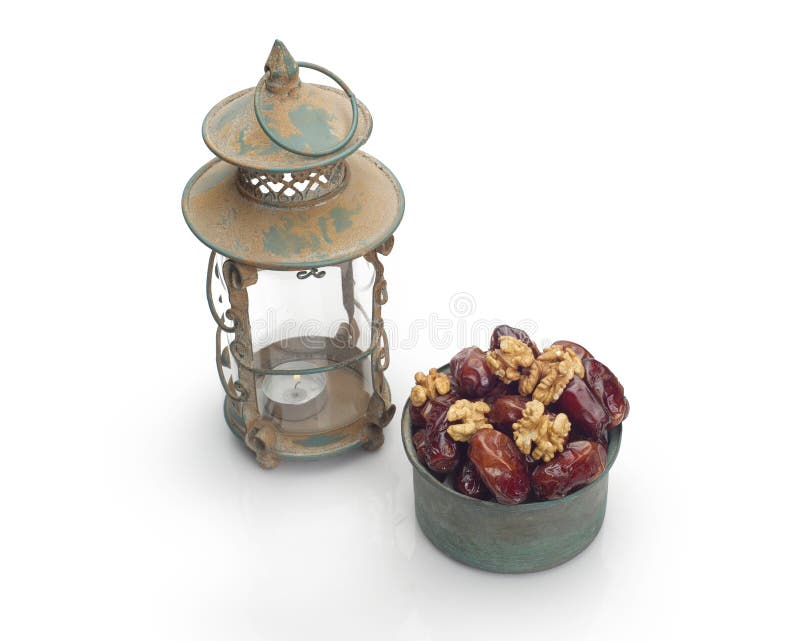 Ramadan Lamp and Dates Still Life Stock Photo - Image of lantern ...