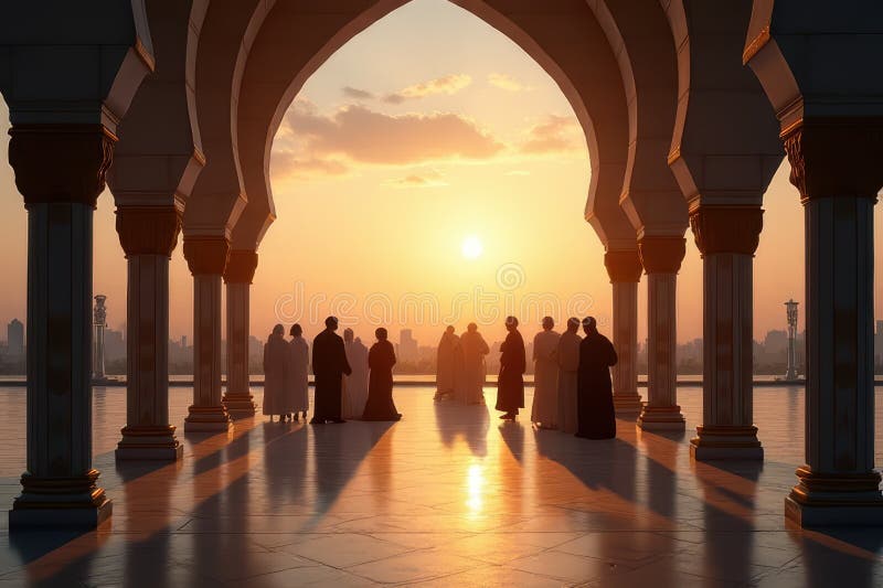 A Moment of Reflection during Ramadan Stock Illustration - Illustration ...