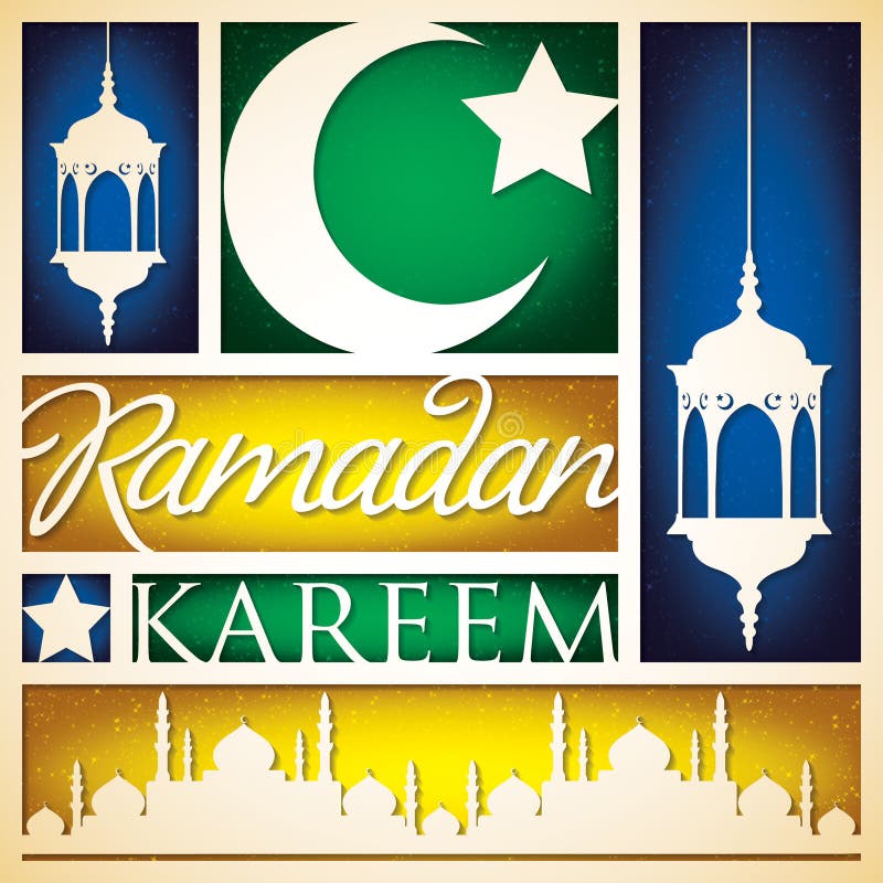 Ramadan Mosque Card stock vector. Illustration of arab - 163956112