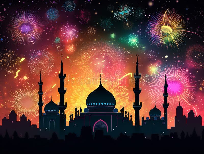 Ramadan Mosque Prayer Eid Mubarak Stock Illustration - Illustration of ...