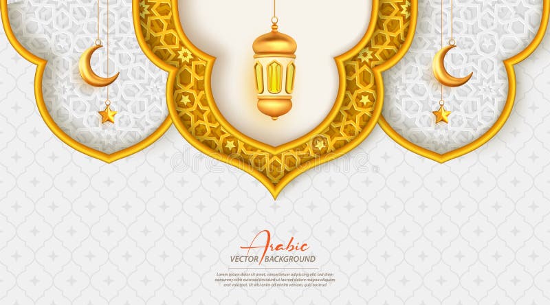 Ramadan Mubarak. Set of Islamic Greeting Card Template with Arabic ...