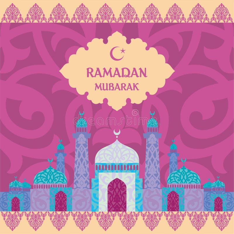 Ramadan greeting card cyan stock vector. Illustration of beautiful ...