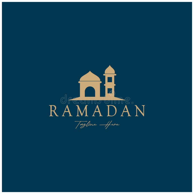 Ramadan Mubarak Logo with Lantern Elements, Crescent Moon and Star ...