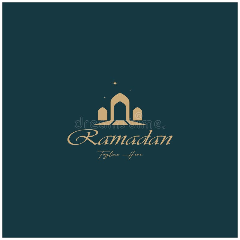 Ramadan Mubarak Logo with Lantern Elements, Crescent Moon and Star ...