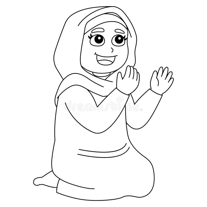 Ramadan Muslim Girl Praying Isolated Coloring Page Stock Vector ... Ramadan Muslim Girl Praying Isolated Coloring Page Stock Vector ...
