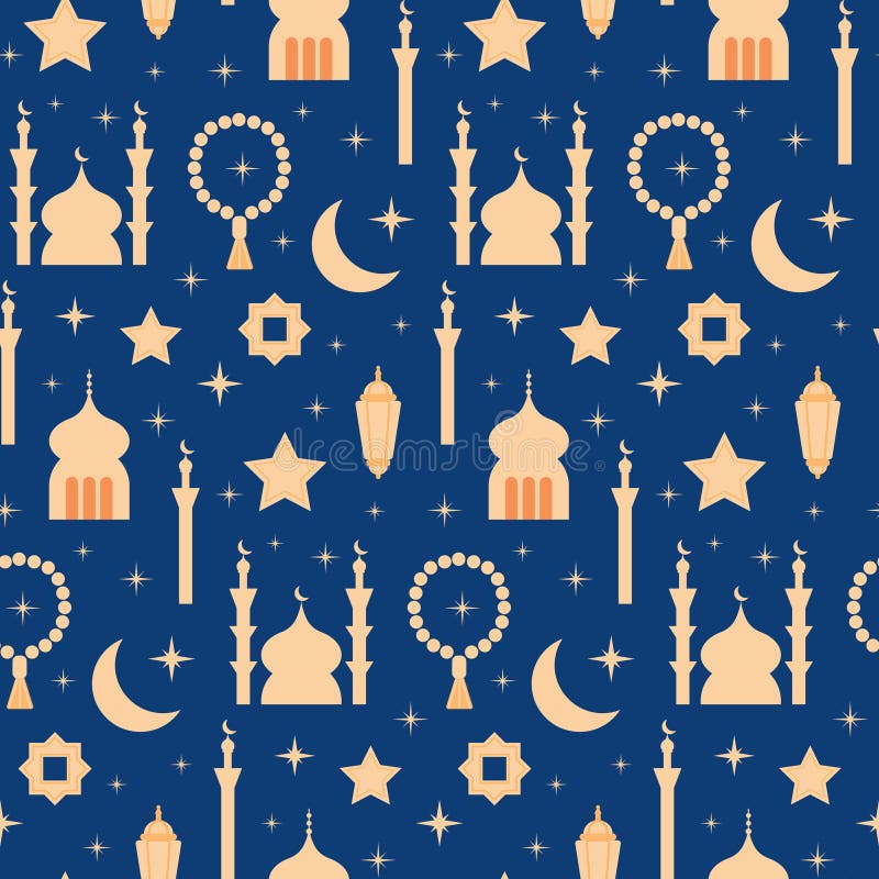 Ramadan Seamless Pattern with Mosques Stock Vector - Illustration of ...