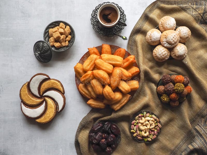 Ramadan Sweets are Laid Out on the Table. Top View Stock Image - Image ...